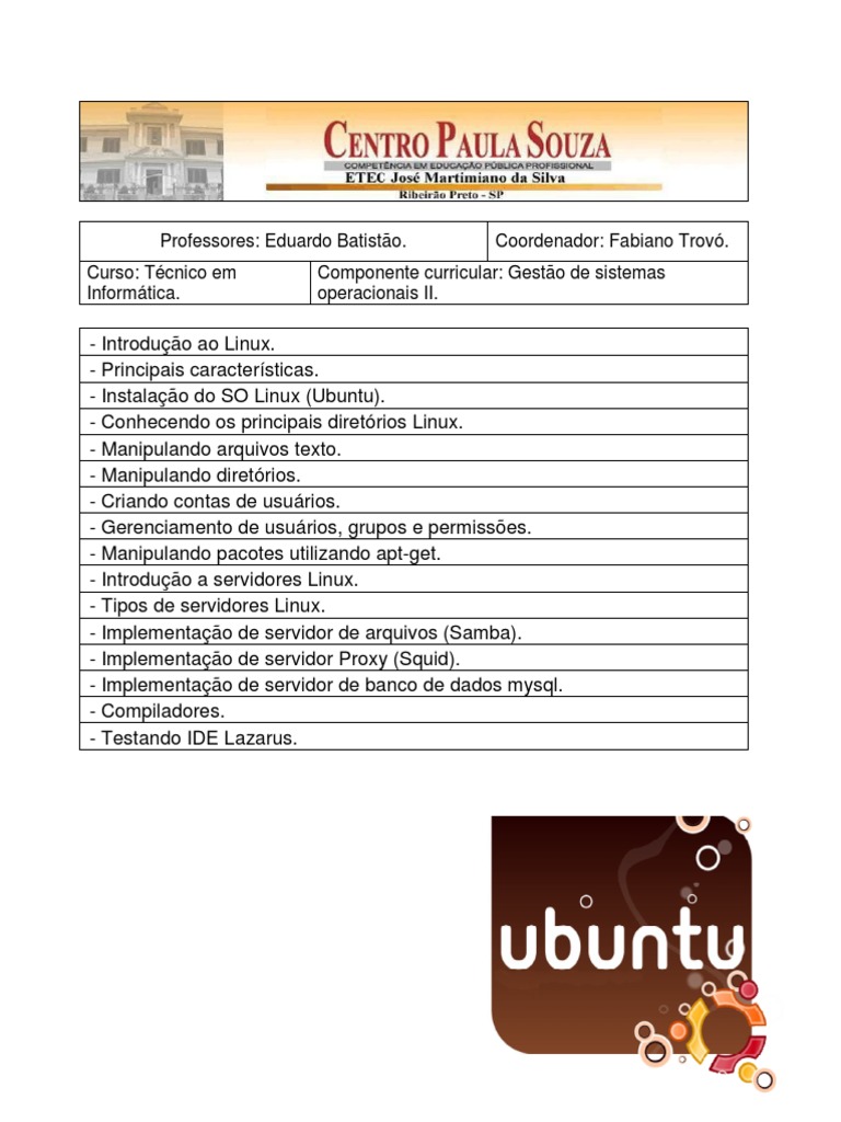 Apostila Ubuntu Basico | PDF | Servidor (informática) | Linux