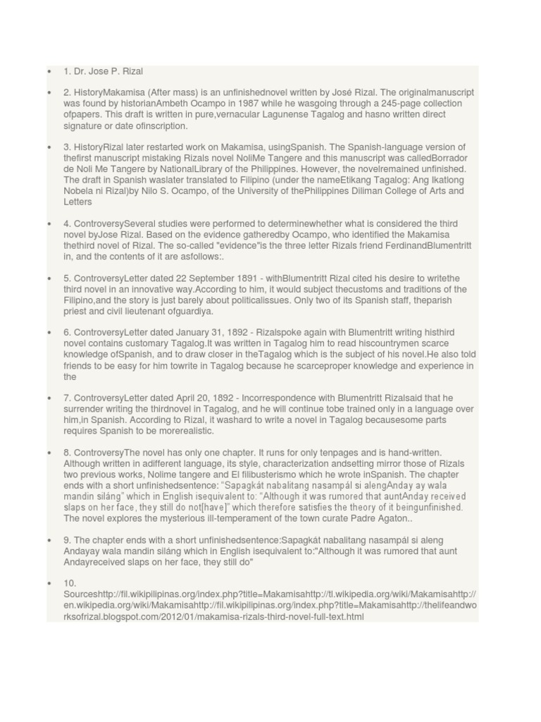 Rizal Makamisa | Novels | Philippines