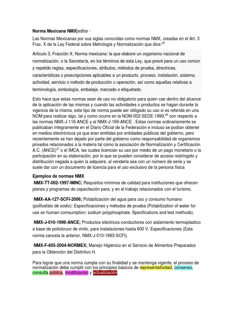 Norma Mexicana NMX | PDF | México | Calidad (comercial)