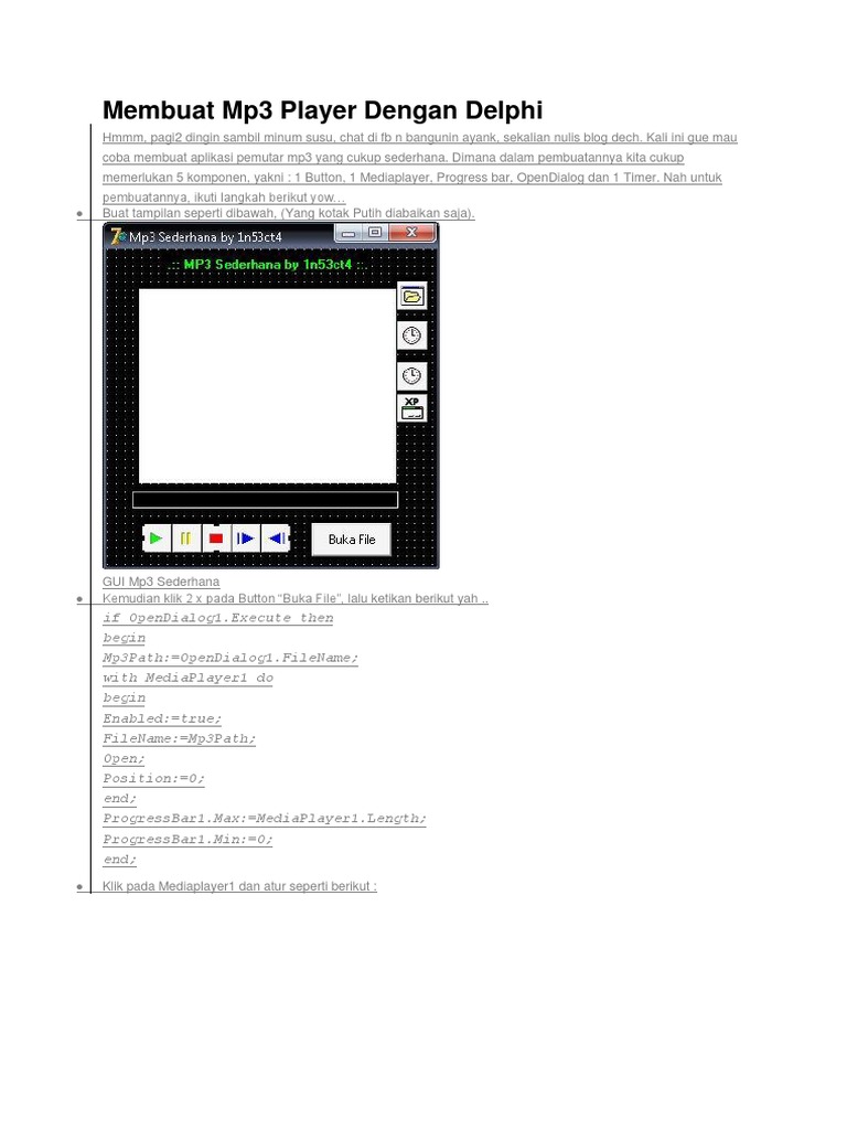 Membuat Mp3 Player Dengan Delphi | PDF | Komputer