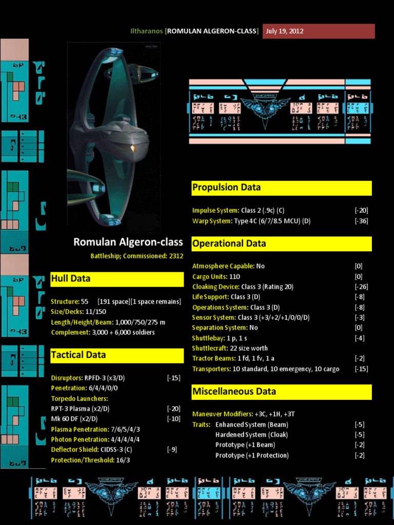 Romulan Algeron Class | PDF | Romulan | Torpedo