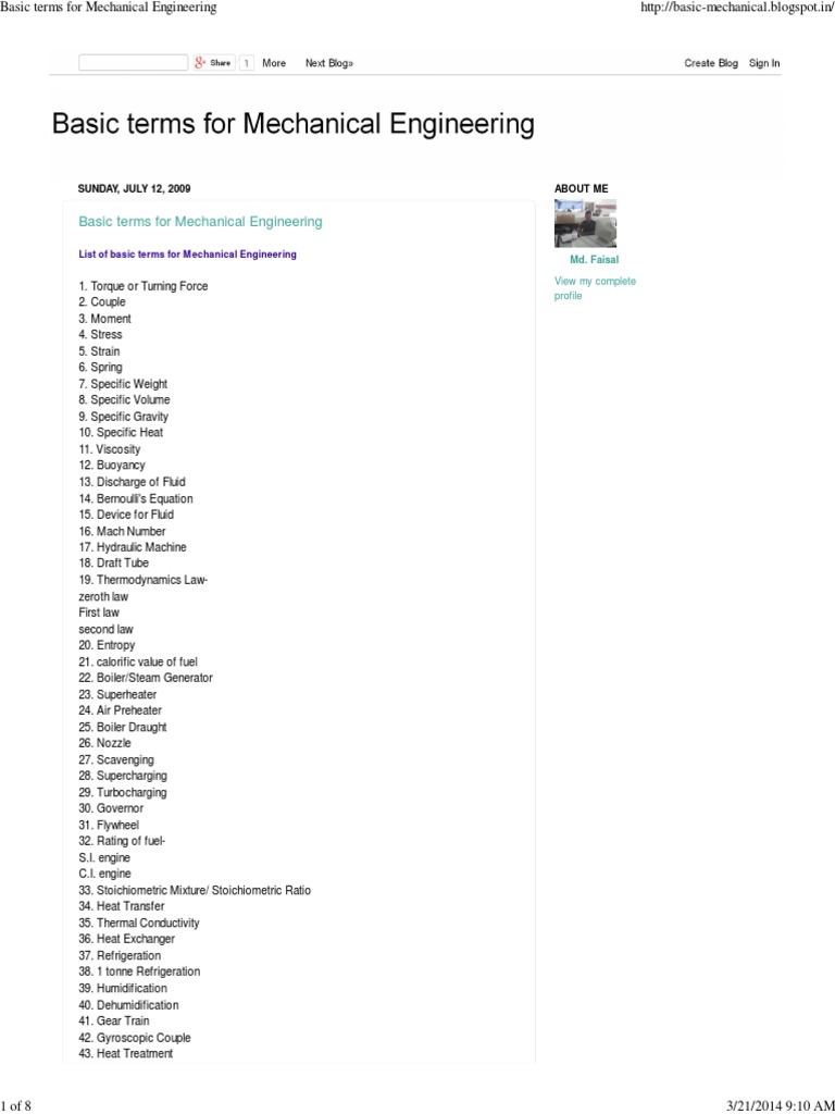 Basic Terms For Mechanical Engineering | PDF | Boiler | Heat