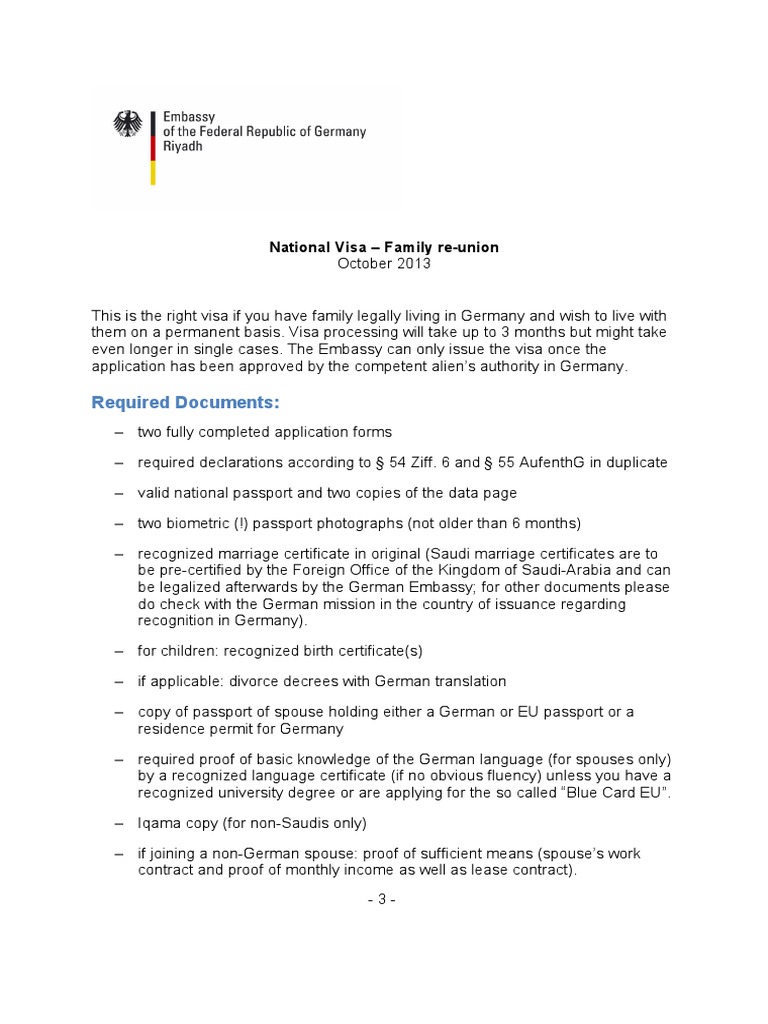 2013 Merkblatt Family Reunion | PDF | Travel Visa | Passport