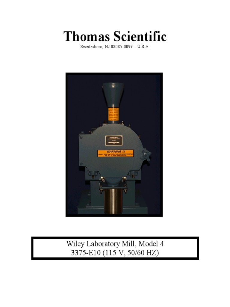 Thomas Model 4 Wiley Mill Manual | PDF | Knife | Bearing (Mechanical)