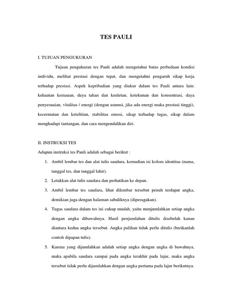 Tes PAULI | PDF