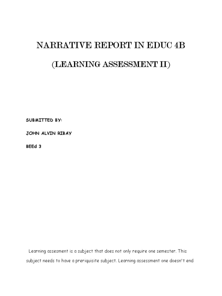 Narrative Report in Educ 4b | PDF | Educational Assessment | Teachers