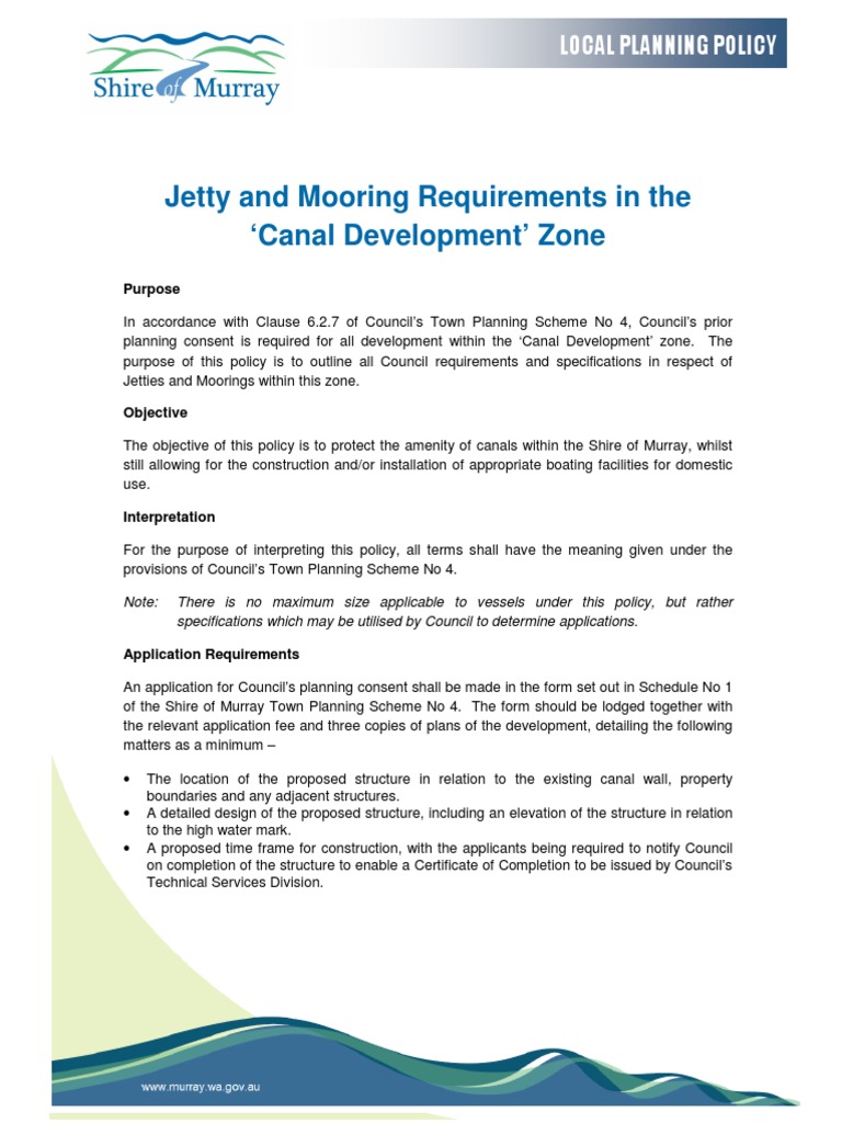 Jetty and Mooring Guidelines for Canals | PDF | Canal | Government