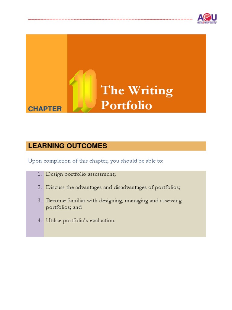 The Writing Portfolio: Learning Outcomes | PDF | Educational Assessment ...