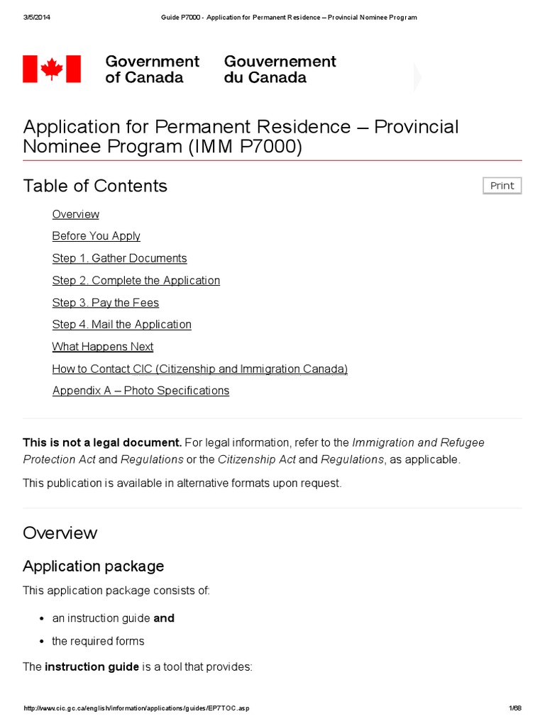 PNP Permanent Residence Application Guide | PDF | Provinces And ...