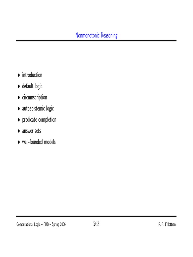 Non Monotonic Reasoning | PDF | Logic | Inference