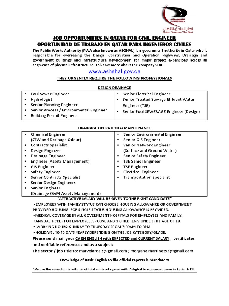 Civil Engineer Jobs in Qatar | PDF
