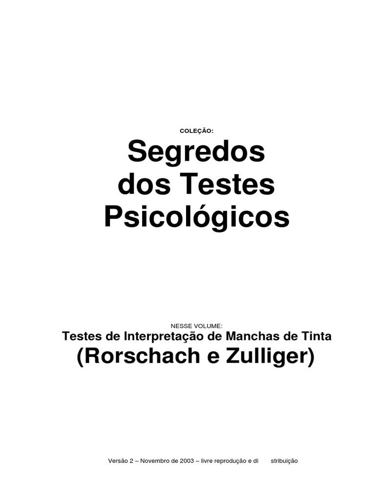 Segredos Dos Testes de Rorschach Ezulliger | PDF | Psicologia | Cor