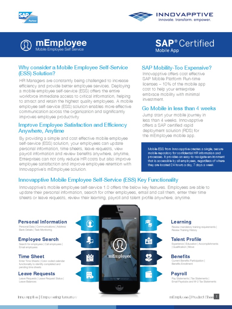 Innovapptive's Mobile Employee Self Service Solution | PDF | Sap Se ...