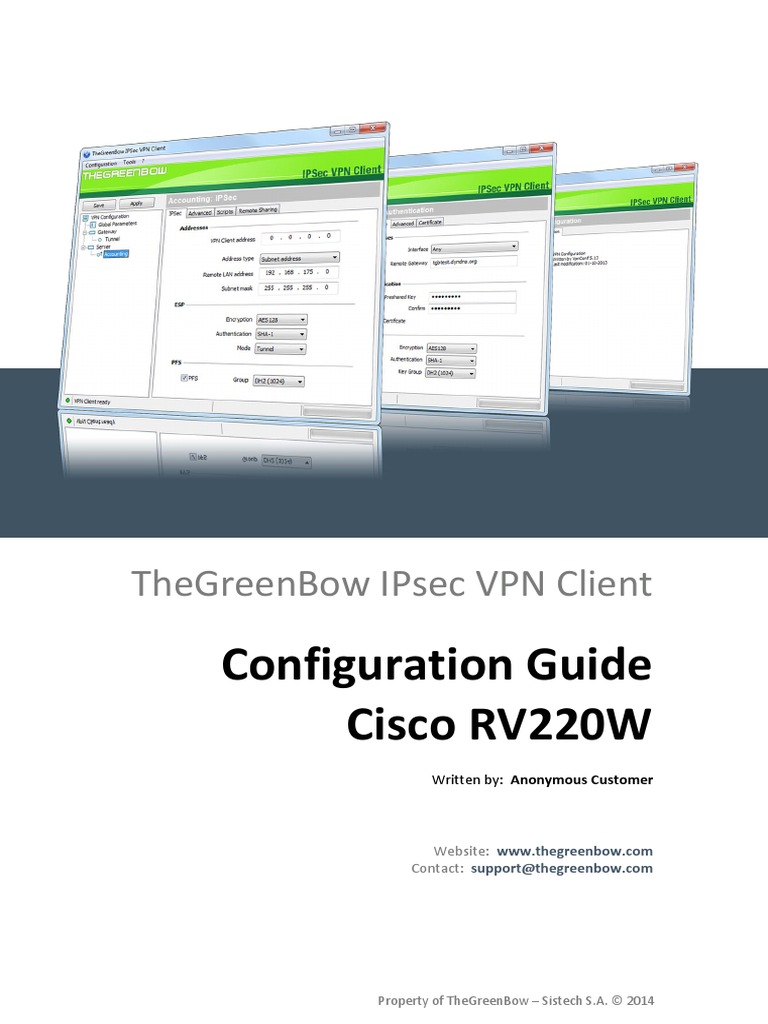 Cisco RV220-W VPN Router & GreenBow IPsec VPN Software Configuration | PDF | Virtual Private ...