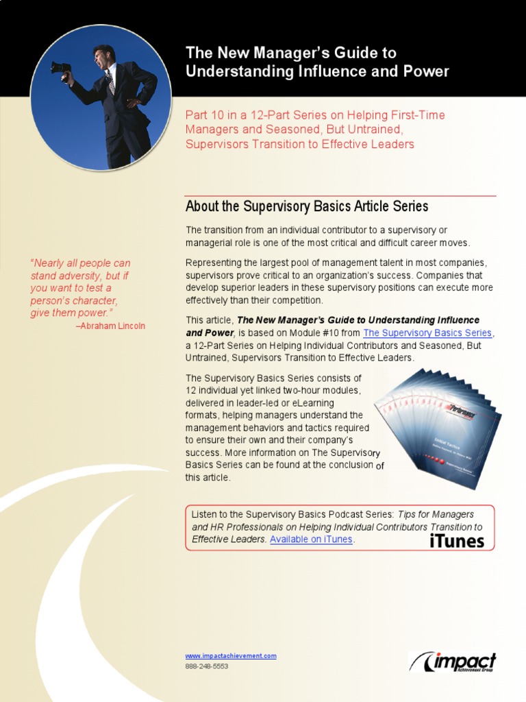 The New Manager's Guide To Understanding Influence and Power | PDF ...