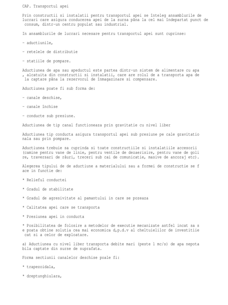 Transportul Apei | PDF