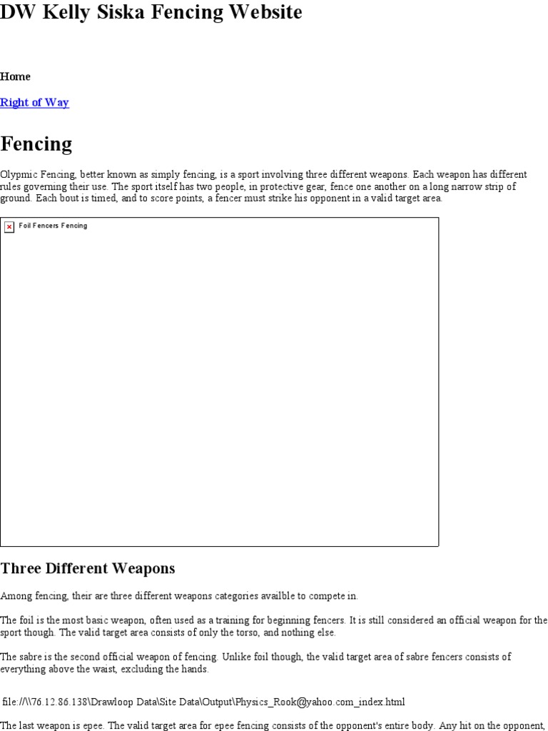Understanding Olympic Fencing Weapons | PDF