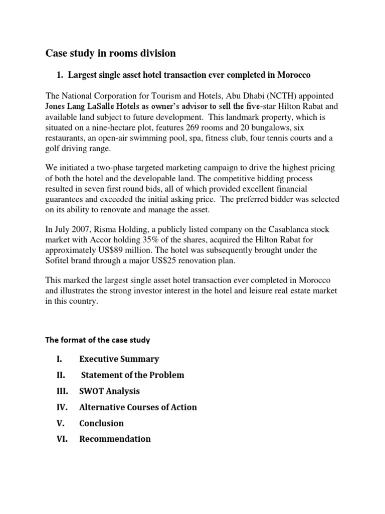Largest Hotel Sale in Morocco Case Study | PDF