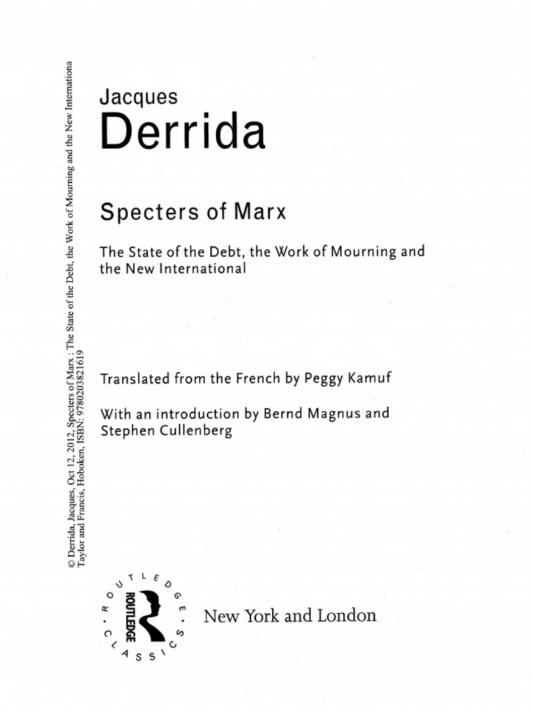 Derrida Specters of Marx 1 | PDF