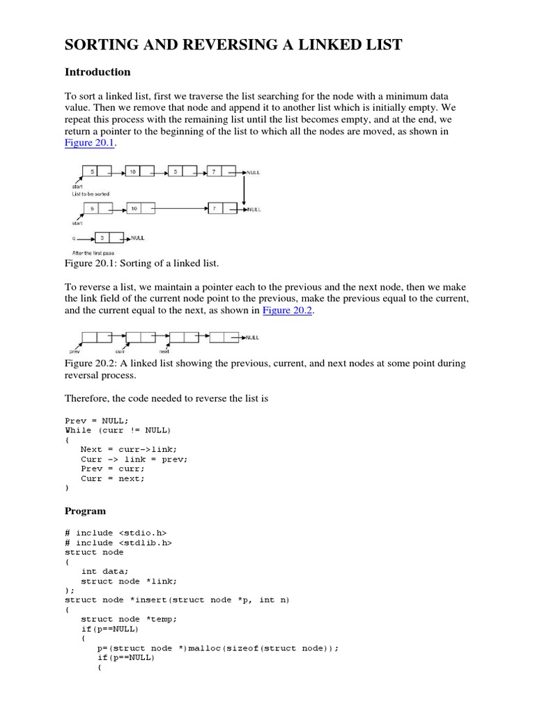 Sorting and Reversing A Linked List | PDF | Software Development | Algorithms And Data Structures