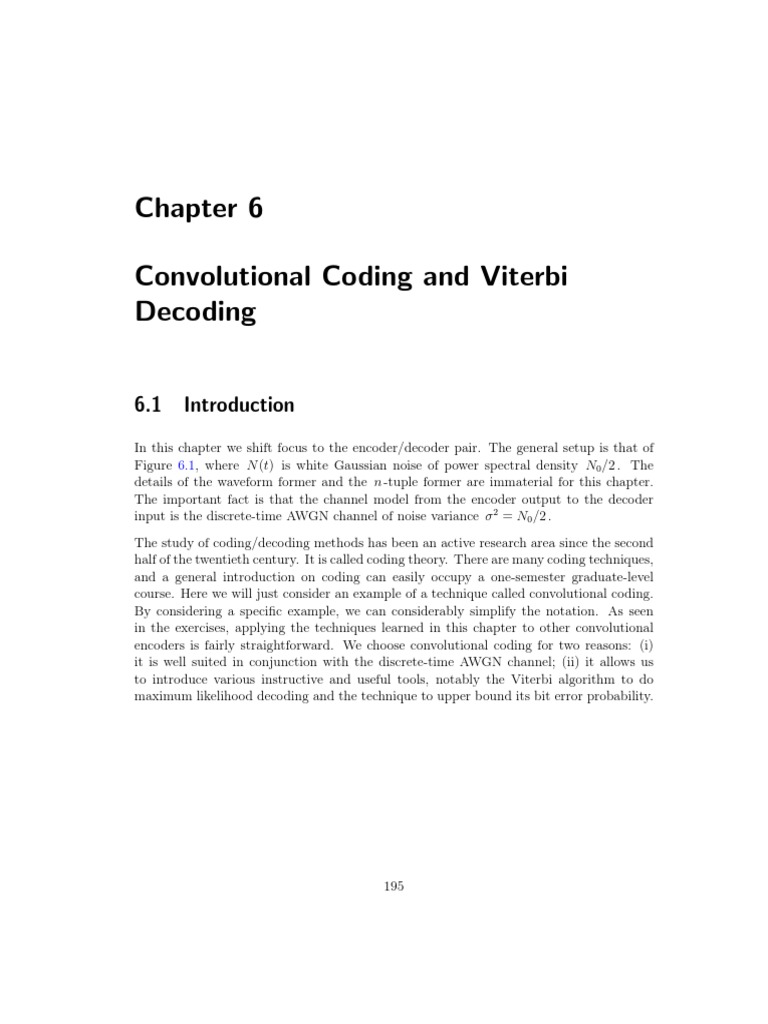 Convolutional Coding And Viterbi Decoding Pdf Forward Error Correction Vector Space