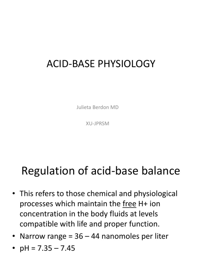 Acid Base Physiology | PDF | Bicarbonate | Buffer Solution