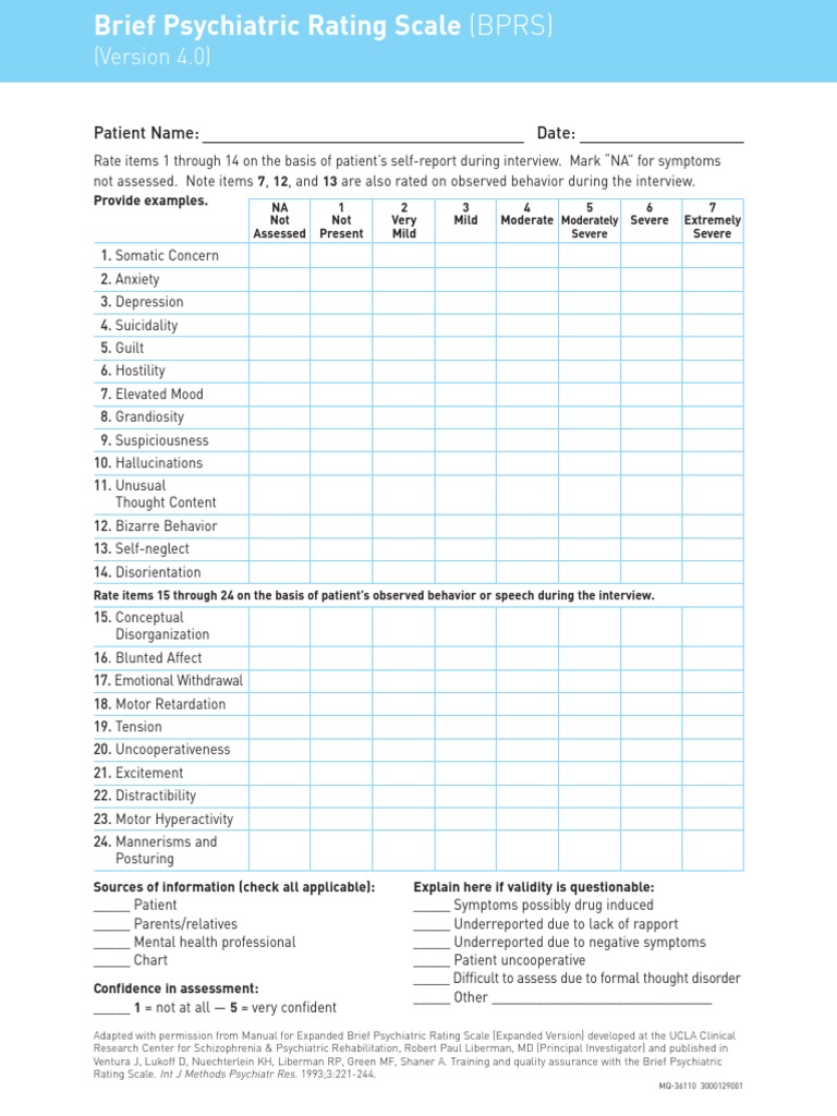 Brief Psychiatric Rating Screener