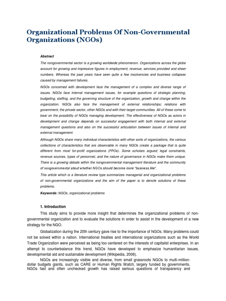Organizational Problems of Non | PDF | Non Governmental Organization ...