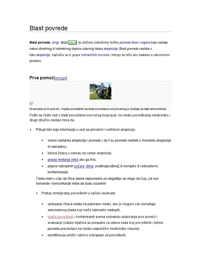 Blast Povrede I Prva Pomoc | PDF