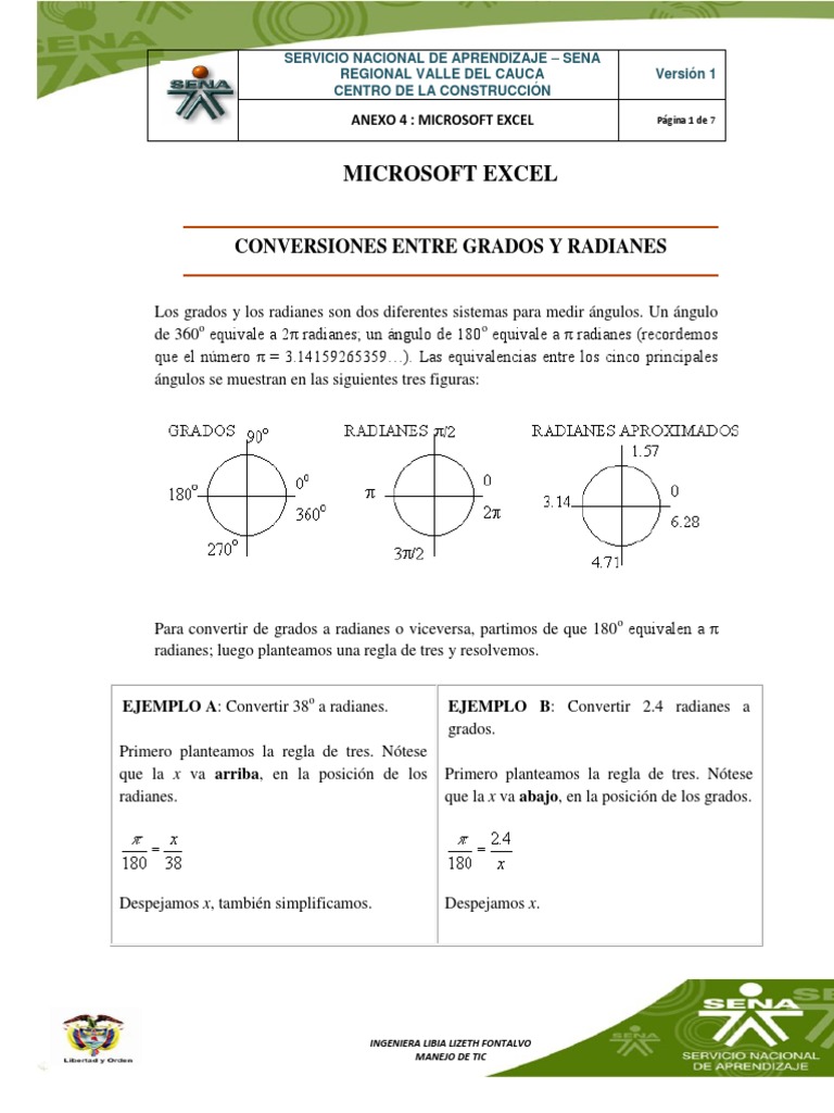 ANEXO 4 Conversión de Radianes A Grados | PDF | Trigonometría ...