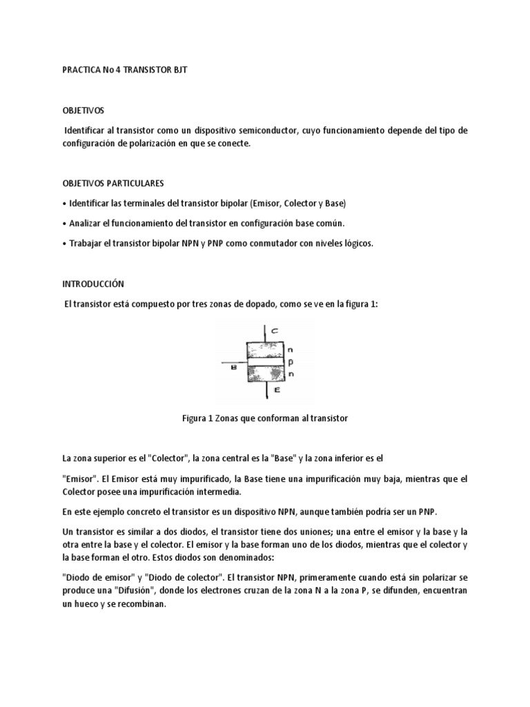 Practica No 4 Transistor BJT | PDF | Transistor de unión bipolar | Transistor