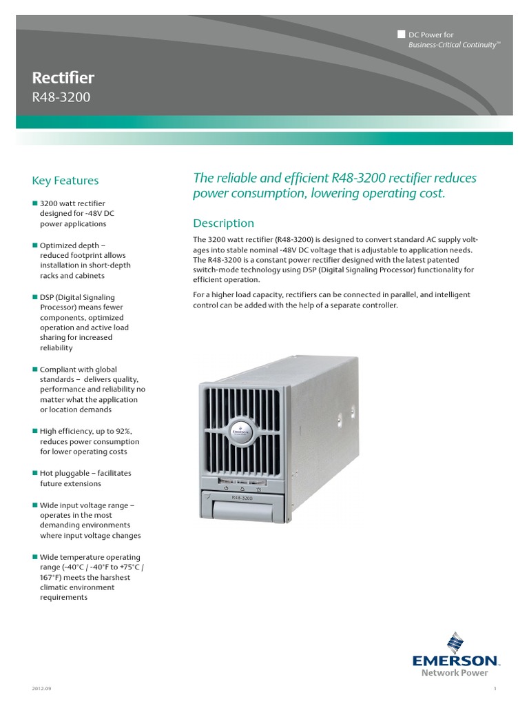 NetSure701 R48-3200-DataSheet | PDF | Rectifier | Alternating Current