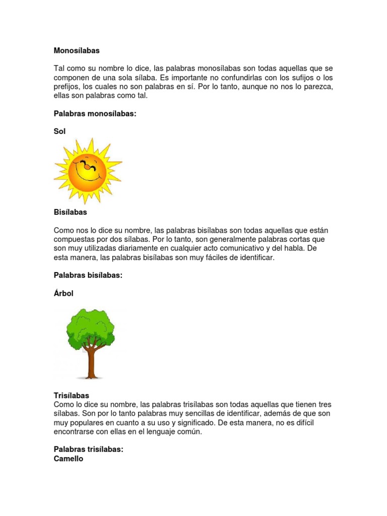 Monosílabas | Sílaba | Palabra