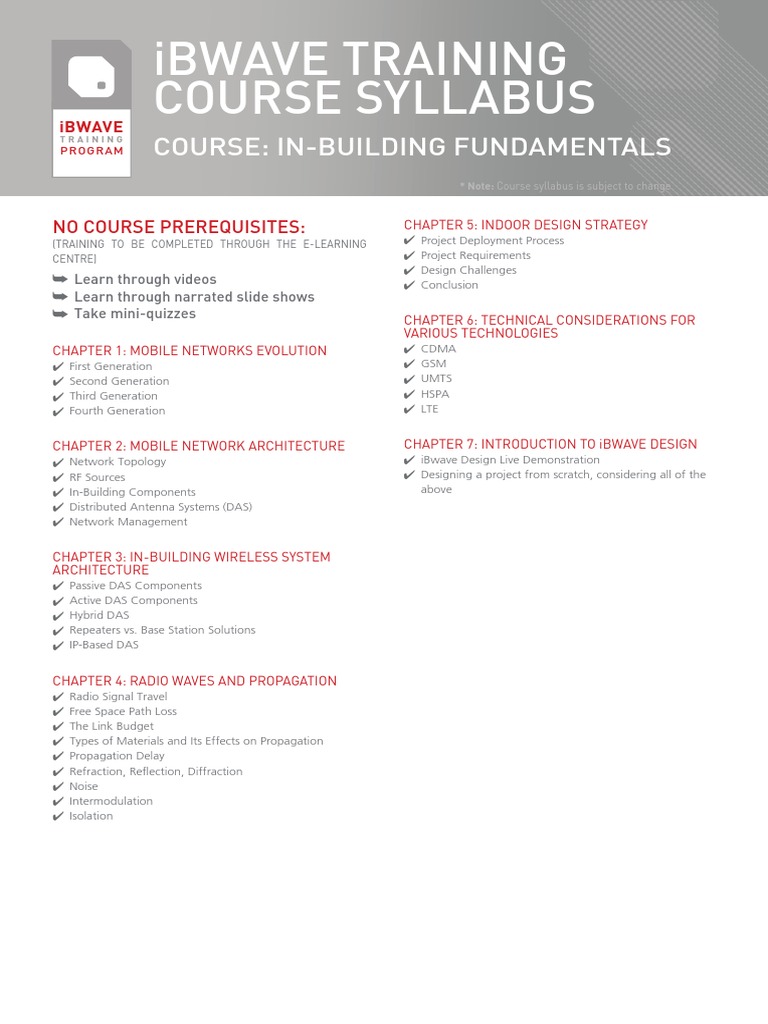 Ibwave Fundamentals Course Syllabus | PDF