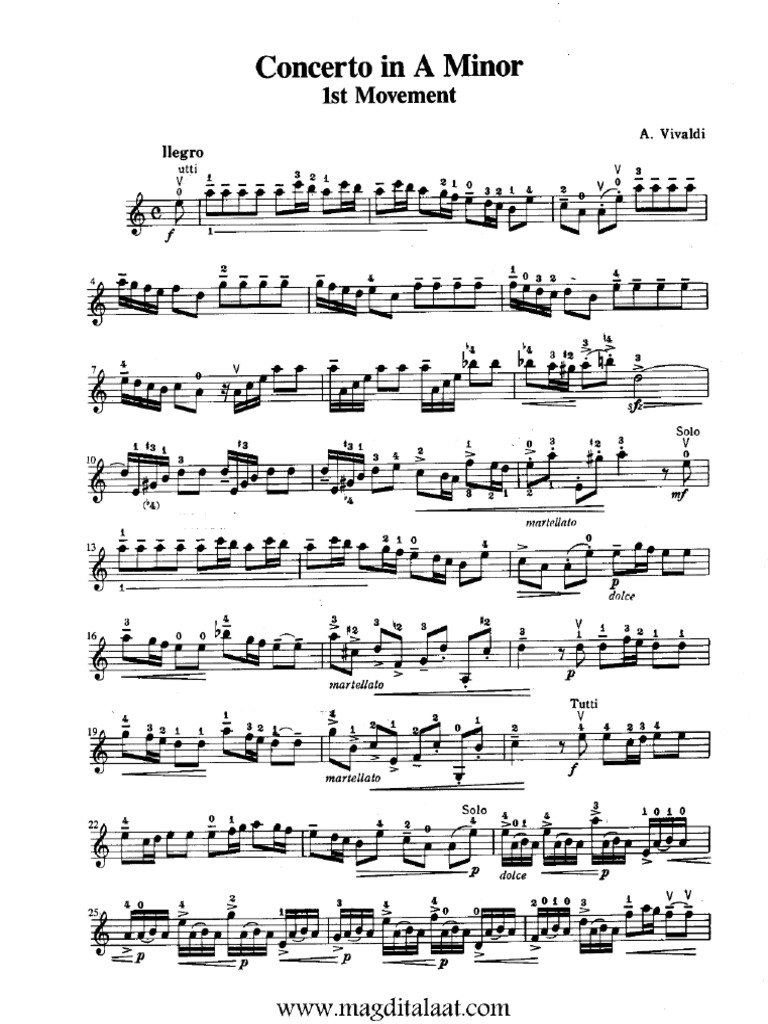 Vivaldi Concerto A Minor 1st Movement | PDF