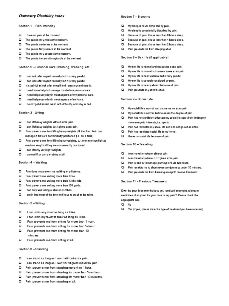 Oswestry Disability Index | Pain | Anatomical Terms Of Motion