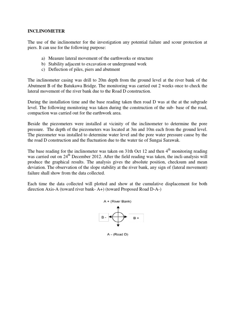 Monitoring Report For Inclinometer & Piezometer | PDF | Civil ...