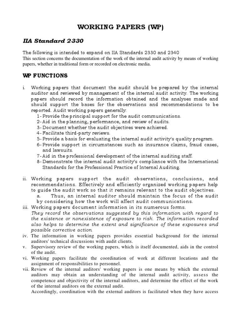 IIA Working Papers | PDF | Internal Audit | Memorandum