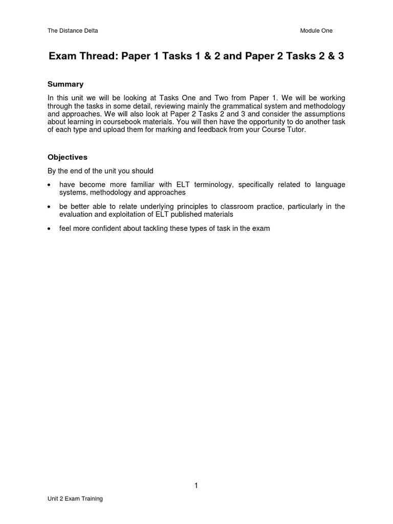 DELTA Exams Training Section 1 | Download Free PDF | Subject (Grammar ...