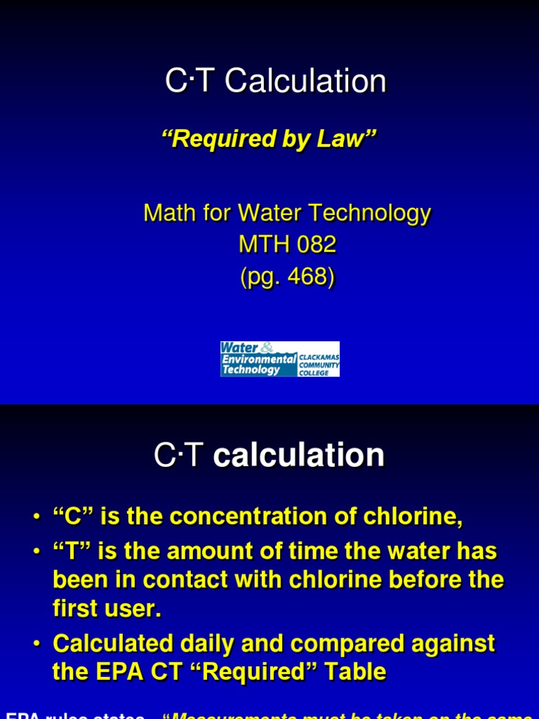 Ct Calculation | Disinfectant | Water Purification