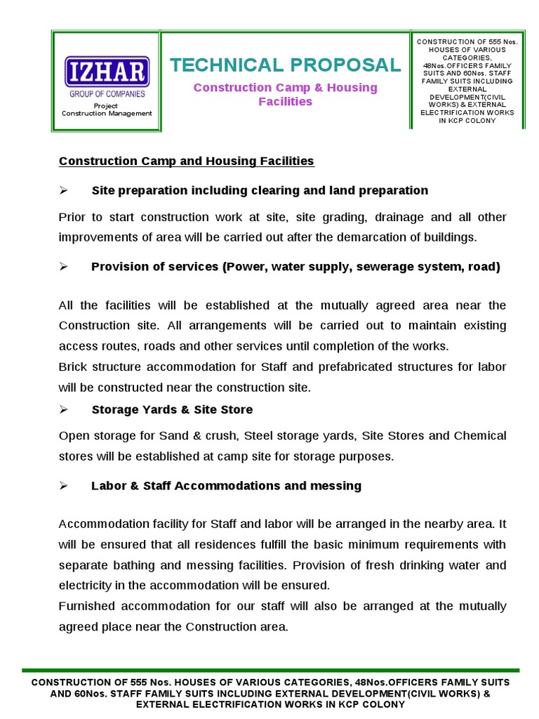 Construction Camp & Housing Facilities | PDF | Industries | Engineering