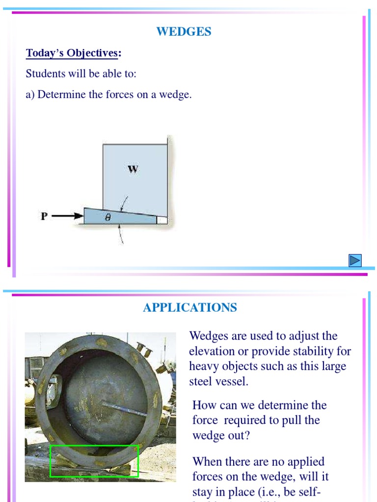 Wedges | PDF | Force | Friction