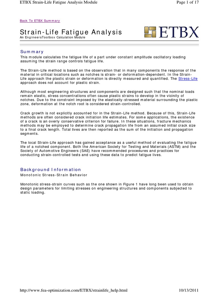 Strain-Life Fatigue Analysis | PDF | Deformation (Engineering ...