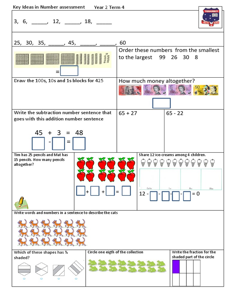 Tenambit PS Maths Key Ideas Ass Yr2 T4 | PDF | Teaching Methods & Materials