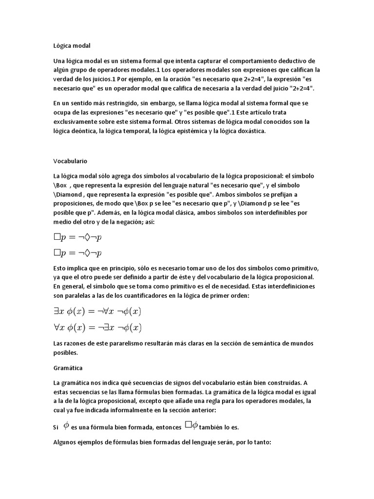 Lógica Modal | PDF | Lógica modal | Axioma