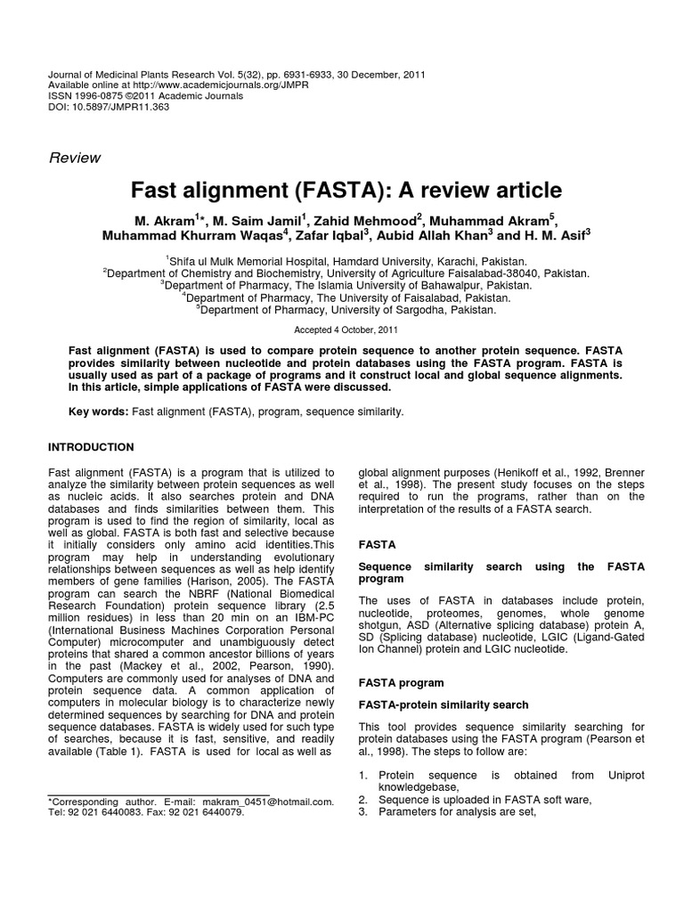 FASTA | PDF | Sequence Alignment | Bioinformatics