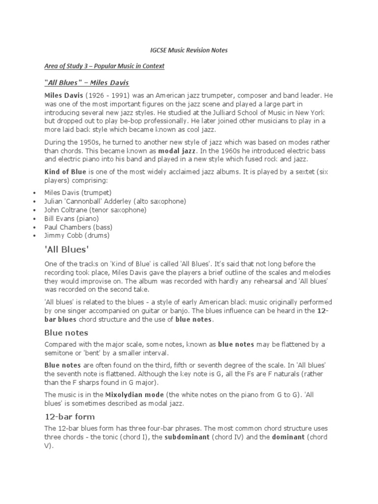 IGCSE Music Revision Notes | Download Free PDF | Song Structure | Chord ...