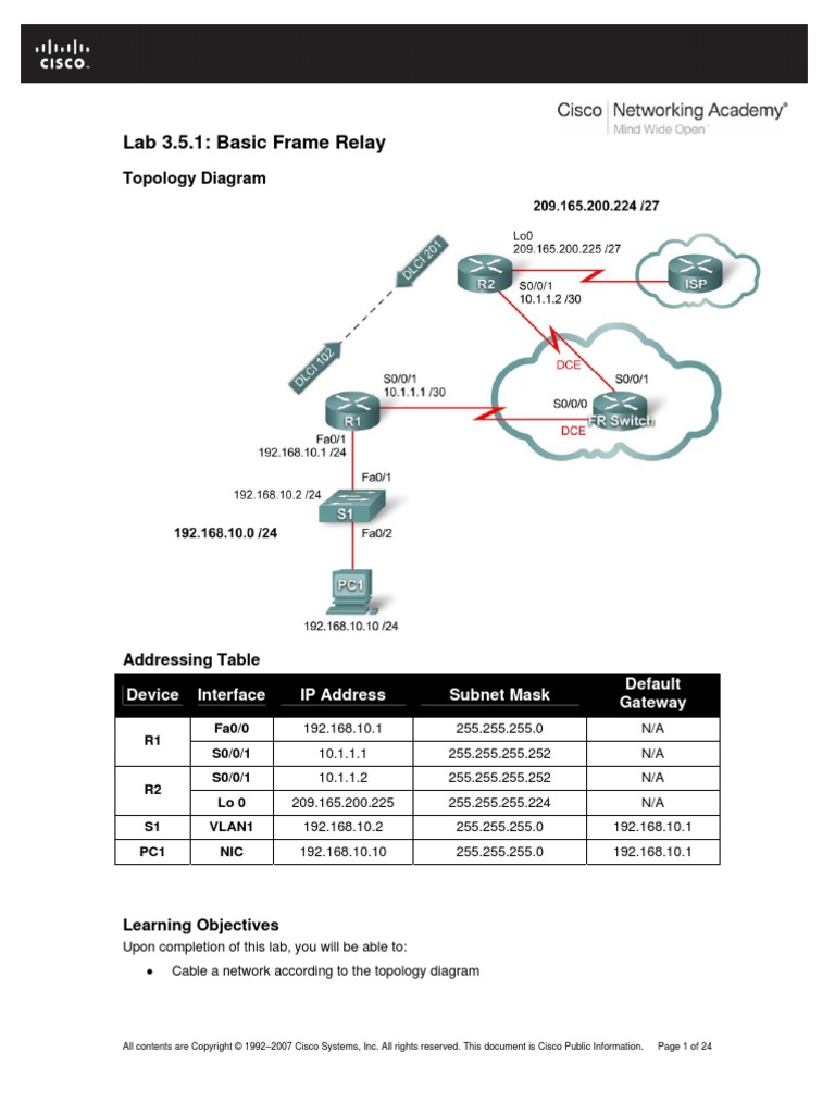 Lab 3.5.1: Basic Frame Relay | Download Free PDF | Router (Computing) | Ip Address
