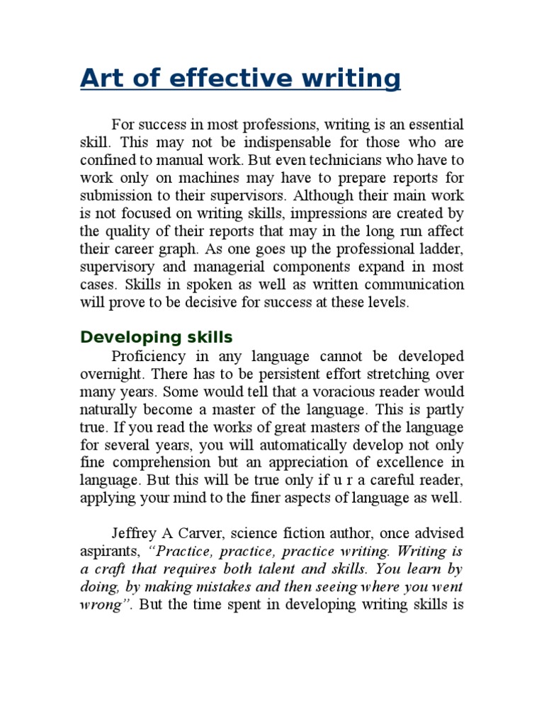 Art of Effective Writing | PDF | Mind | Human Communication
