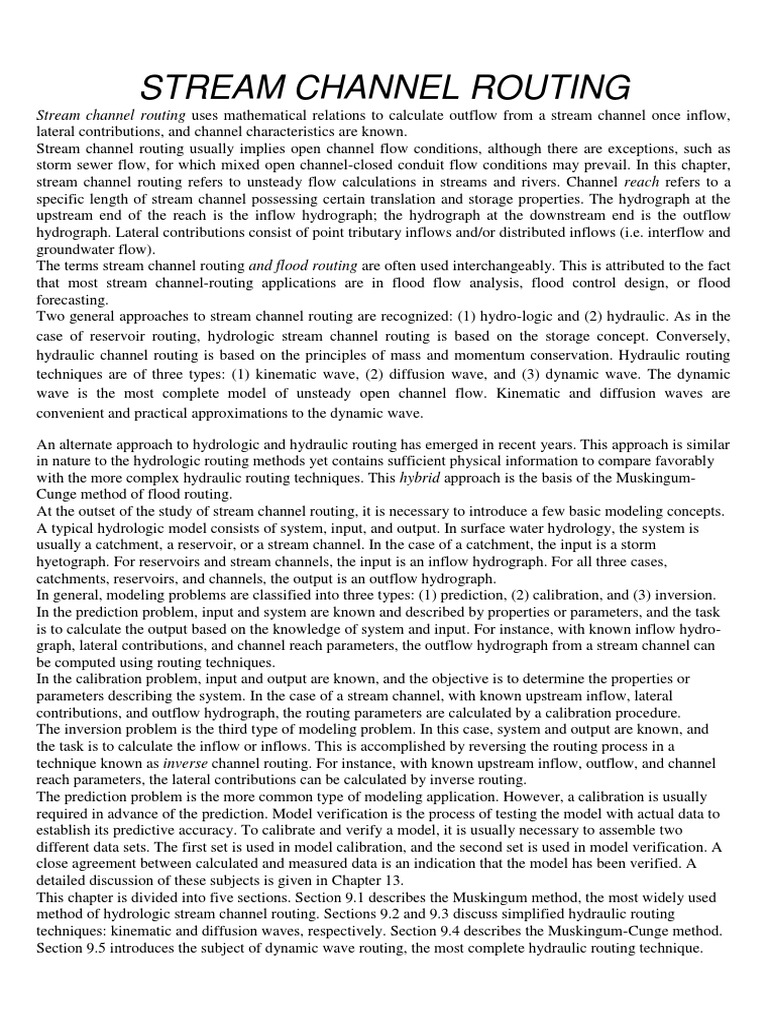 Stream Channel Routing | Download Free PDF | Flood | Hydrology